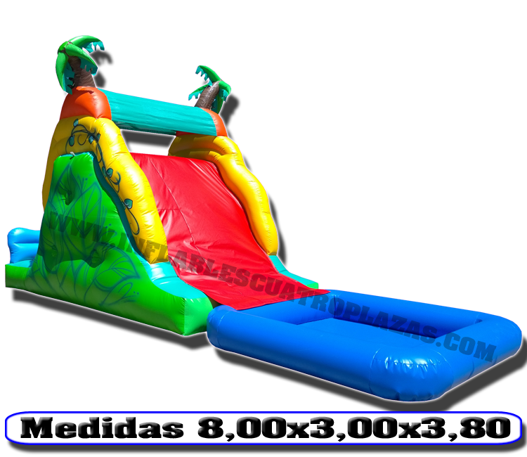 inflables cuatro plazastobogan inflable acuatico 8x3 selvita y palmeras